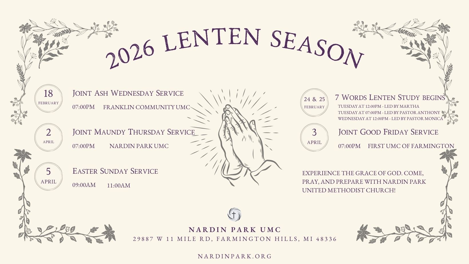 2026 Lent Schedule • Nardin Park Church